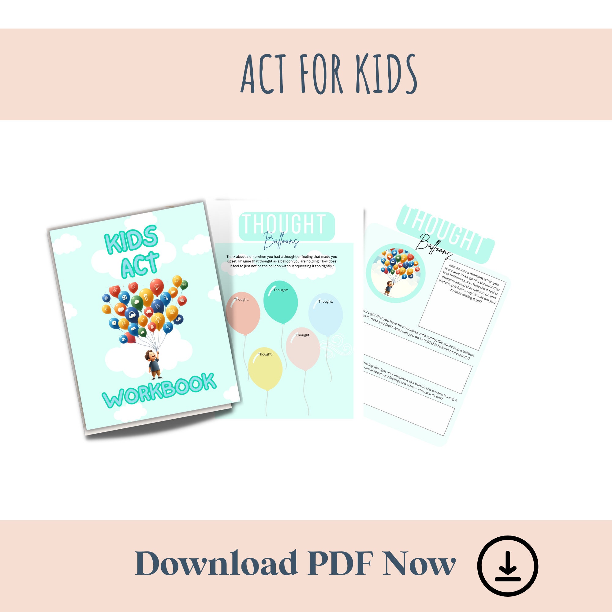 Kids Act Therapy Workbook, Act Therapy Worksheets, School Counselor ...