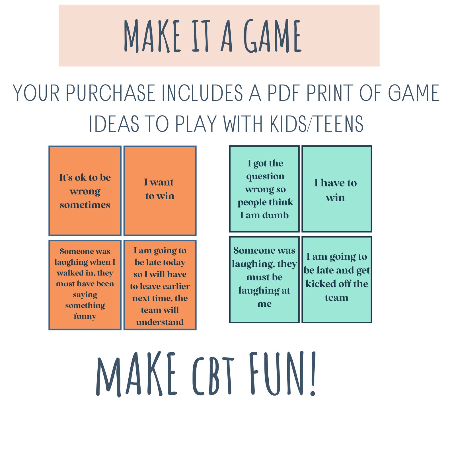 CBT Activity for Kids and Teens, CBT Games, Cognitive Distortions ...