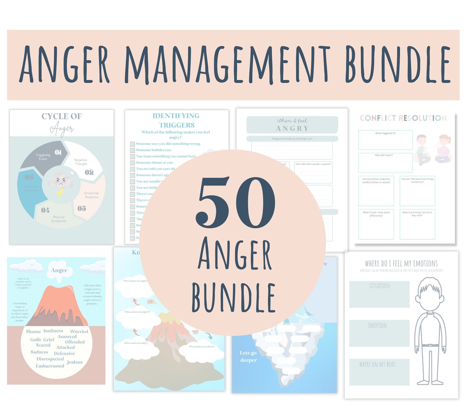 Anger Management Worksheets for Kids and Teens, Anger Worksheets ...