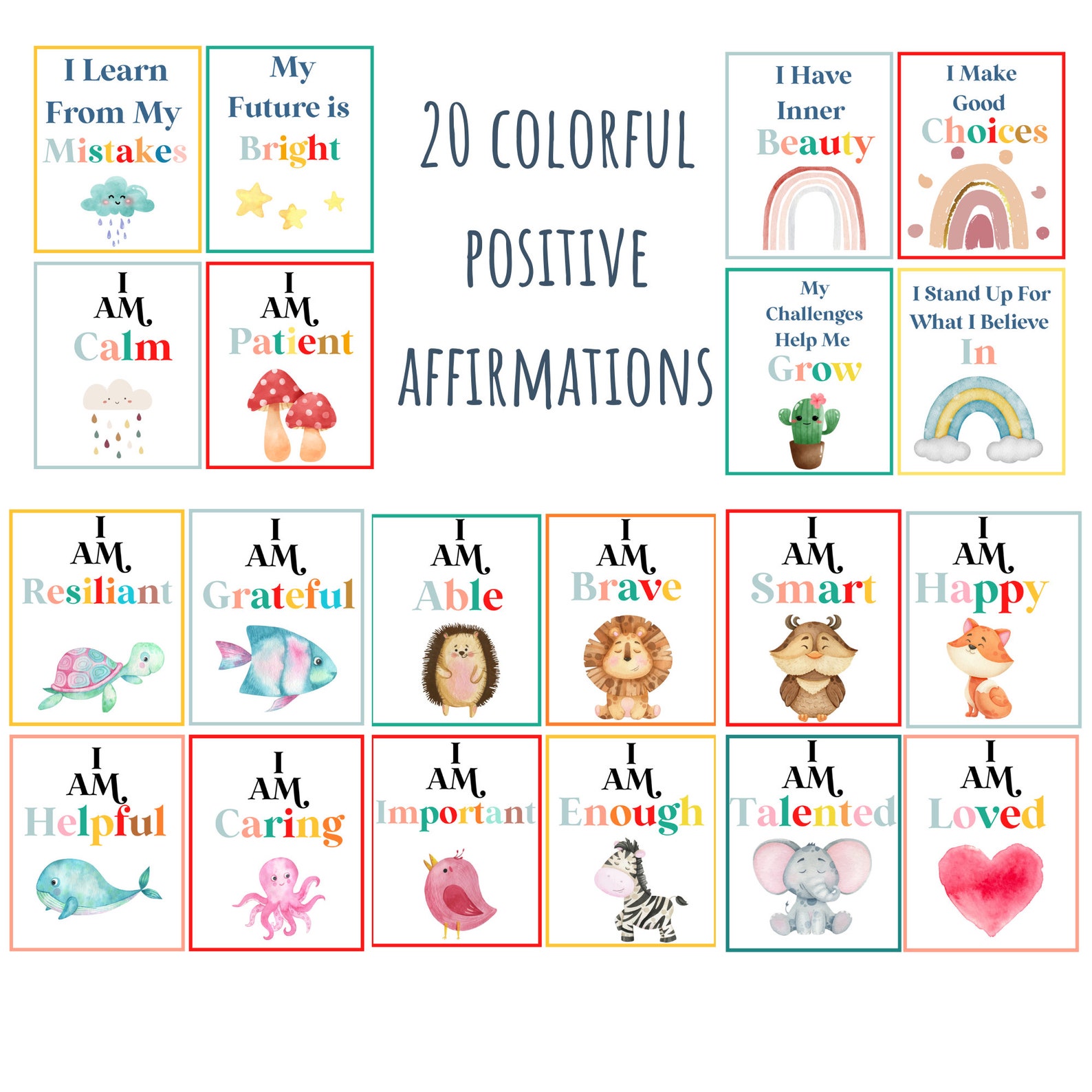 Kids Positive Affirmations Bundle Coping Cards Kids Yoga - Etsy