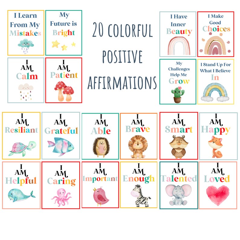 Kids Positive Affirmations Bundle Coping Cards Kids Yoga - Etsy
