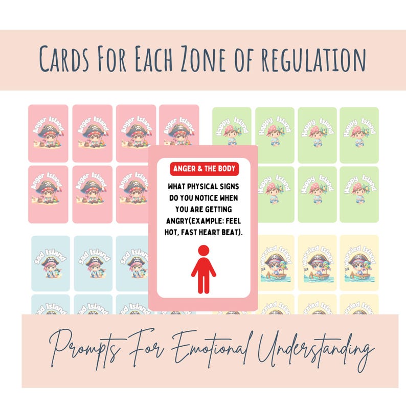 ZONES of Regulation Game, Emotion Island Kids Social Skills Game ...