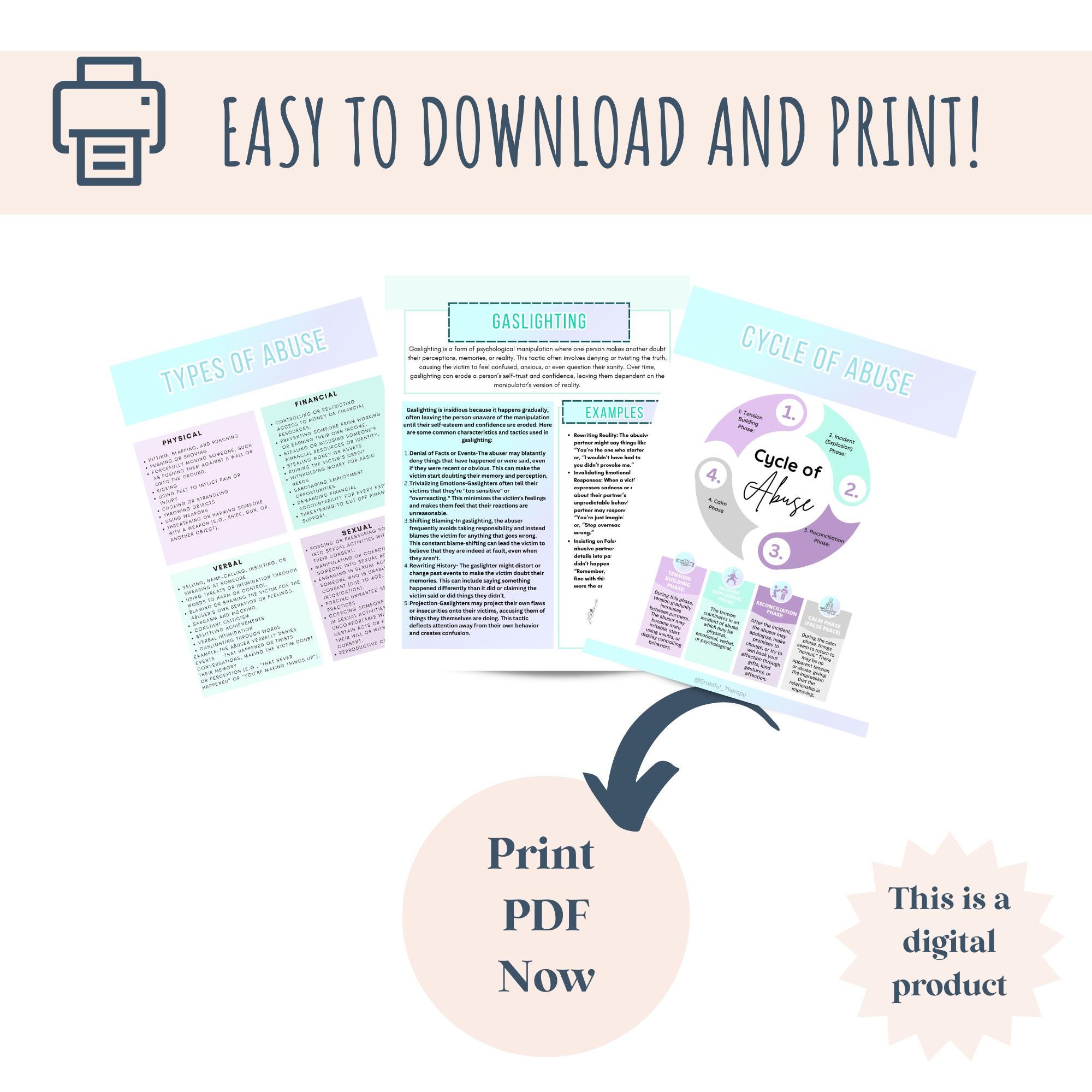 Domestic Violence Workbook | Worksheets for Abuse Recovery & Intimate ...