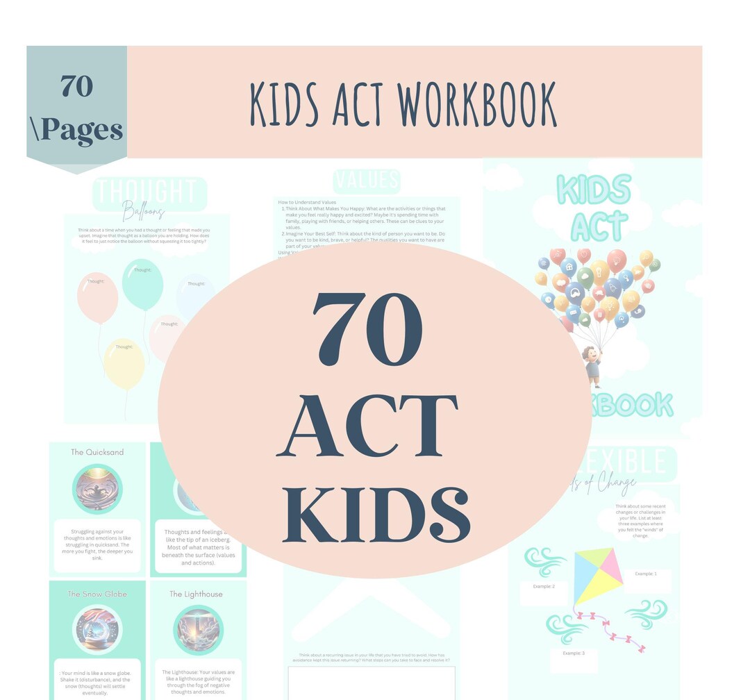 Kids Act Therapy Workbook, Act Therapy Worksheets, School Counselor ...