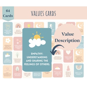 Value Cards, Printable ACT Therapy Value Cards, Counseling, School ...