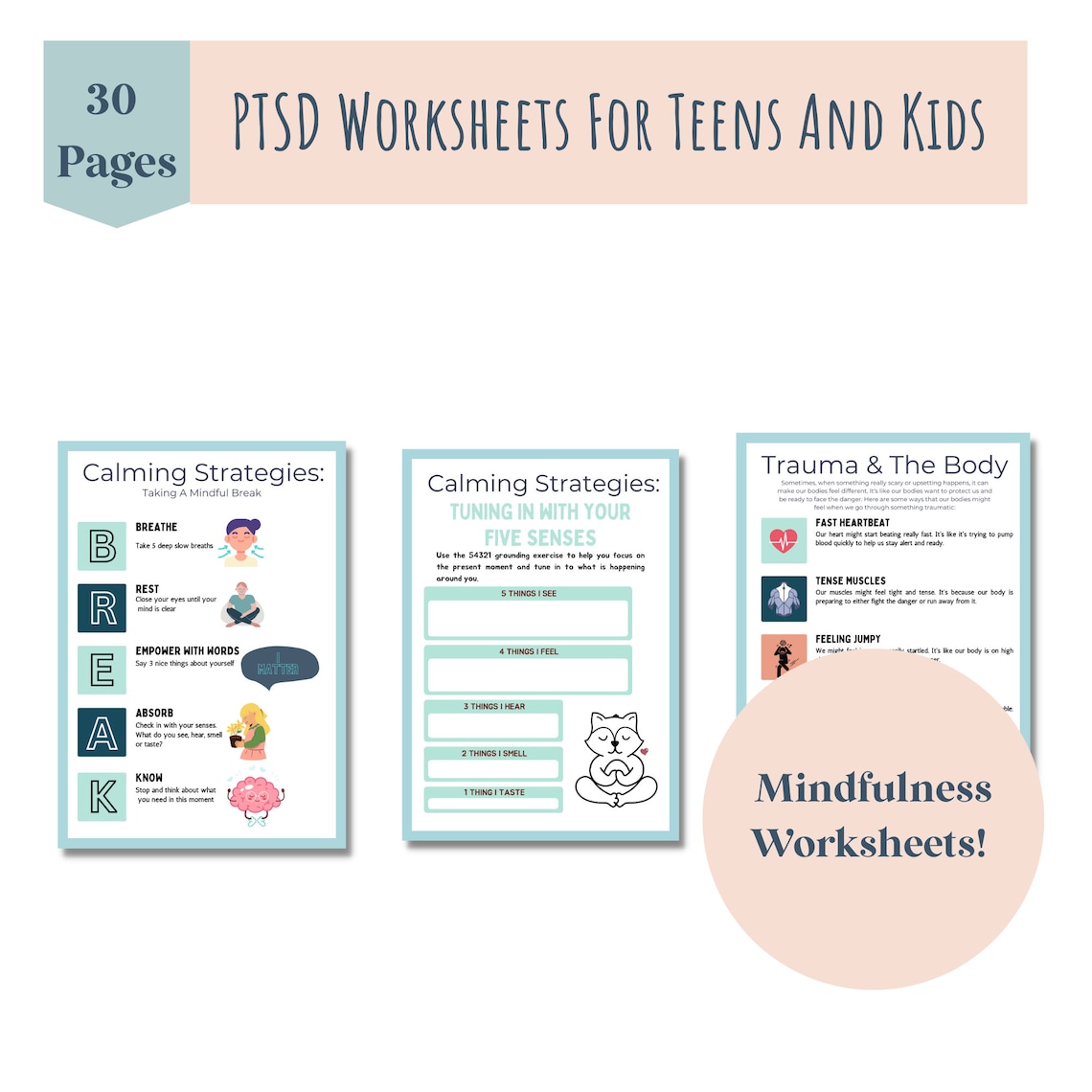 Trauma Focused CBT for Kids and Teens Workbook, CBT for Kids, PTSD ...