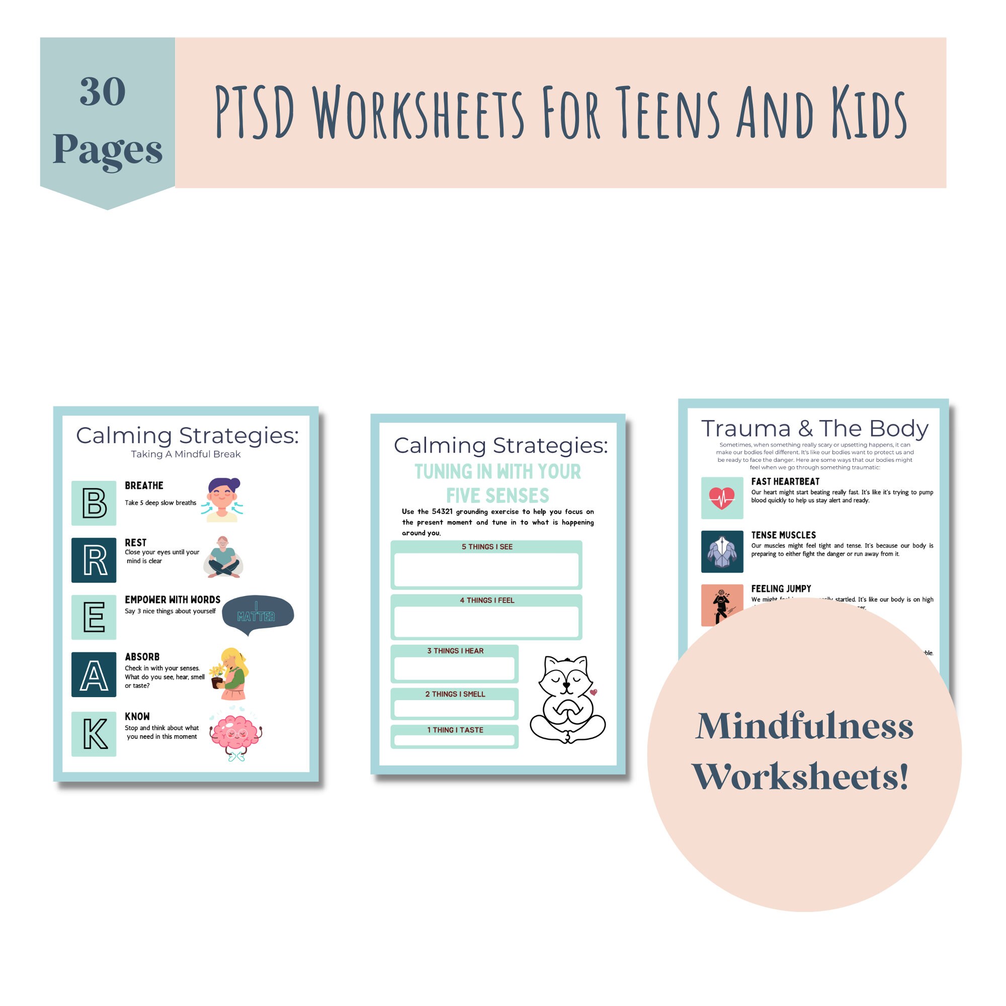 Trauma Focused CBT for Kids and Teens Workbook, CBT for Kids, PTSD ...