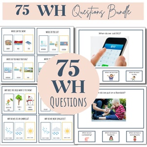 WH Questions Bundle for Kids, Wh Task Cards. WH Questions for ABA, Aba ...