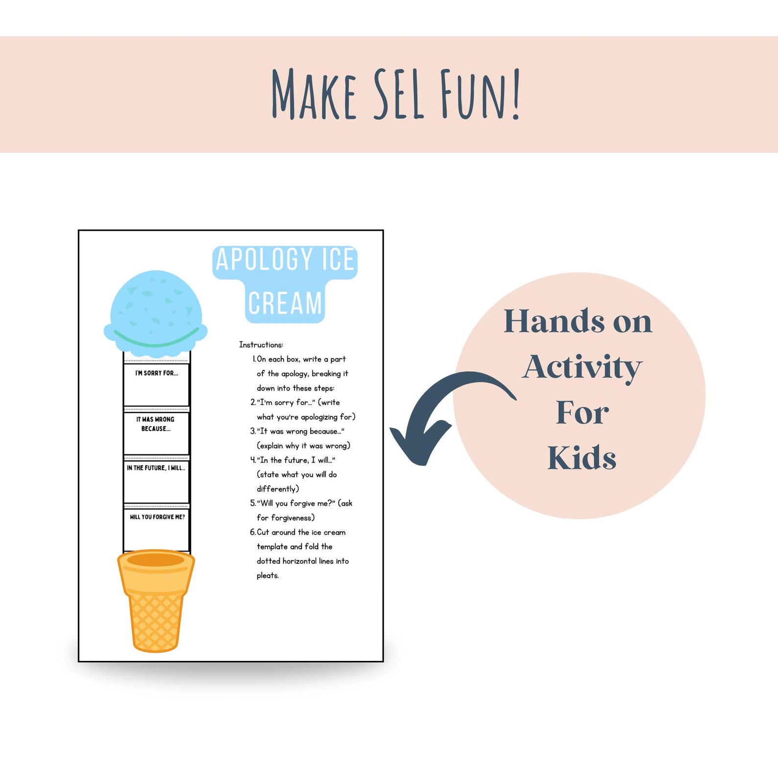 Apology Activity Worksheets for Kids, Social Skills Activity, SEL ...