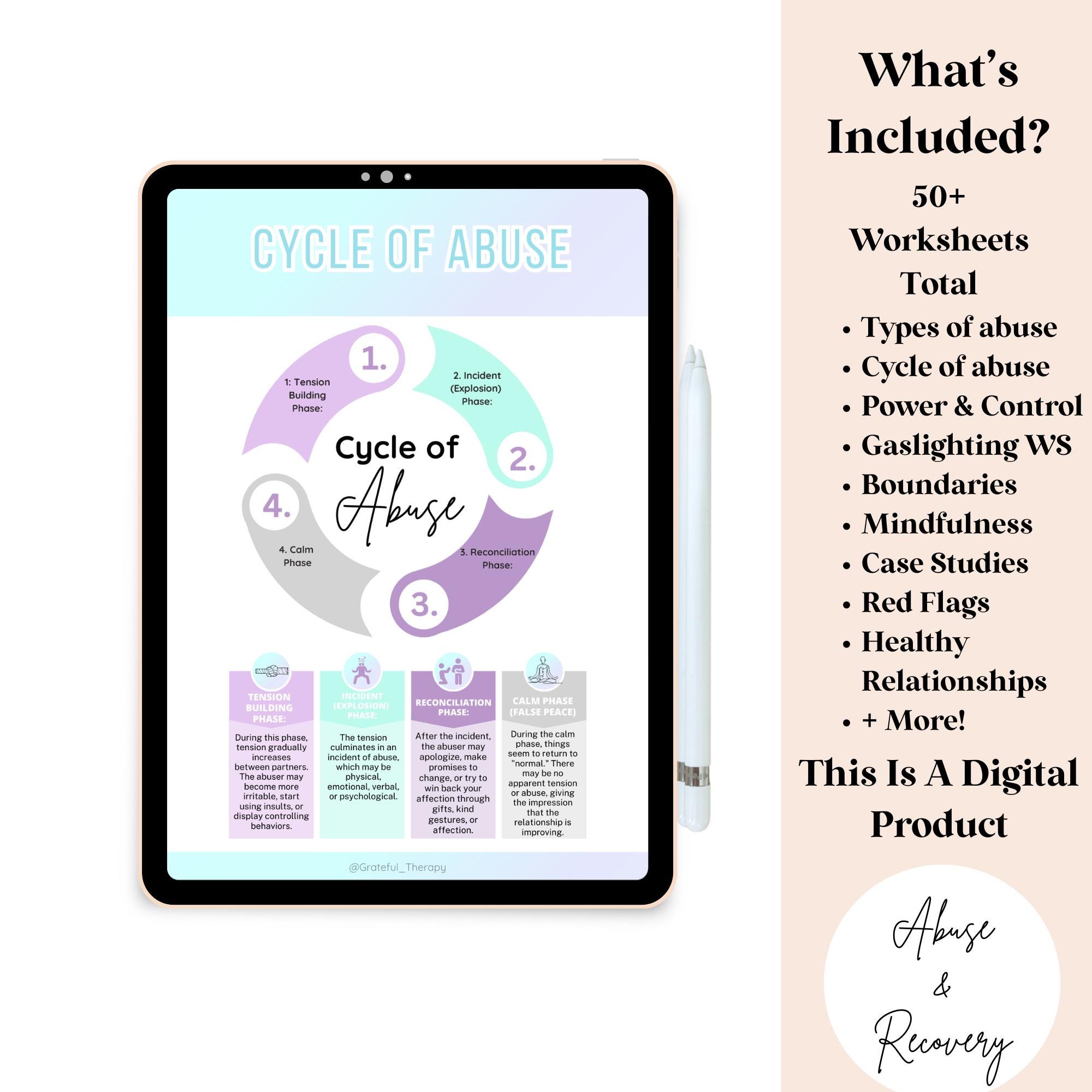 Domestic Violence Workbook | Worksheets for Abuse Recovery & Intimate ...