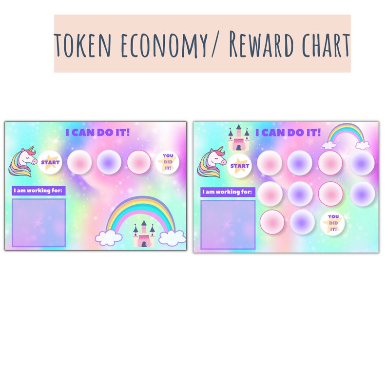 Unicorn Token Board, Token Economy System, ABA Reward Chart, Behavior ...