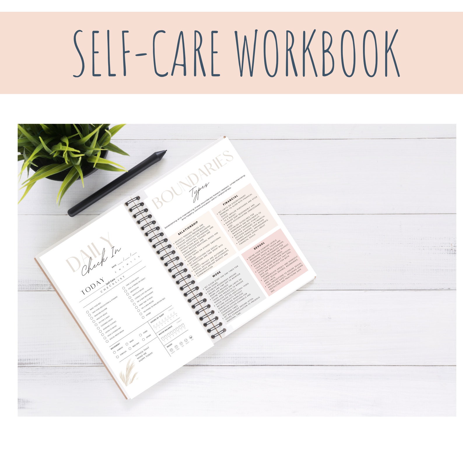 Self-care Workbook Bundle, Self-care Journal, Boundaries Workbook, Self ...