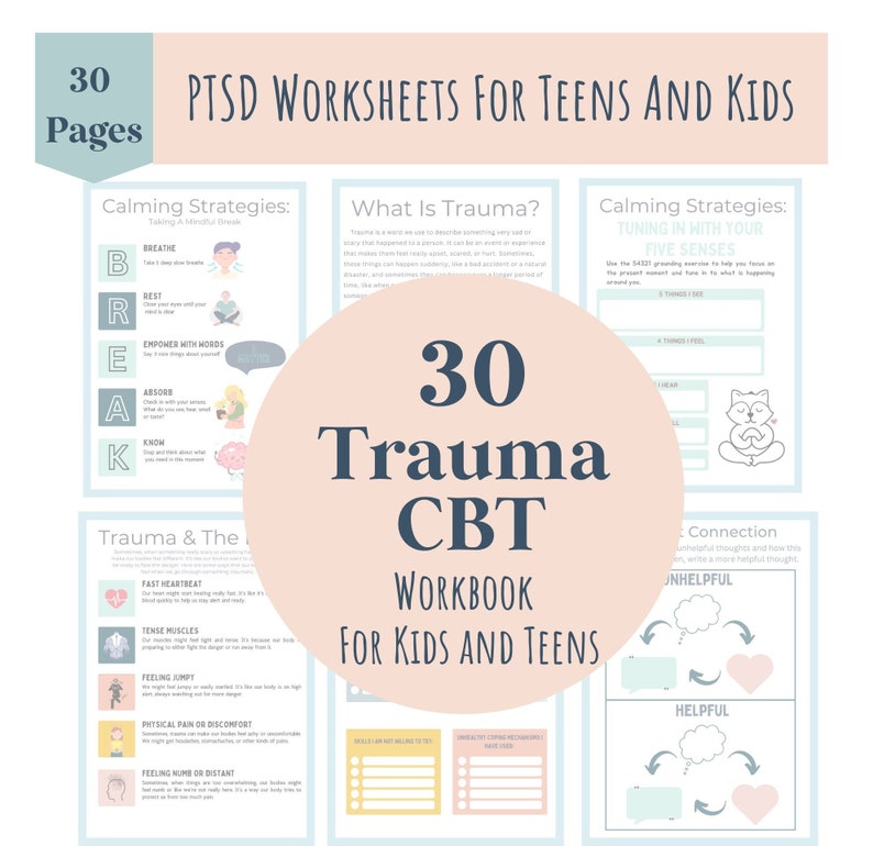 Trauma Focused CBT for Kids and Teens Workbook, CBT for Kids, PTSD ...