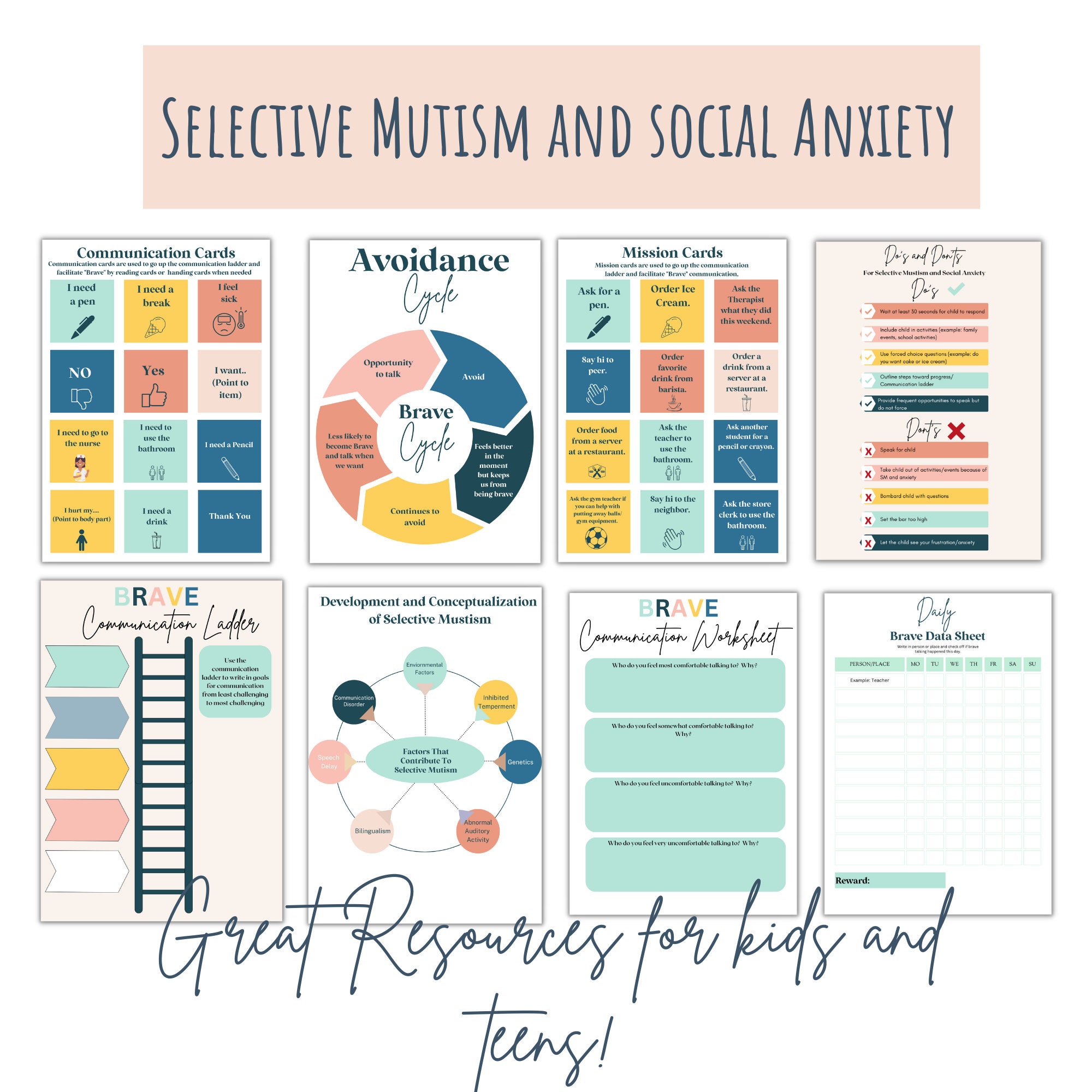 Selective Mutism and Social Anxiety Worksheets for Kids and Teens ...