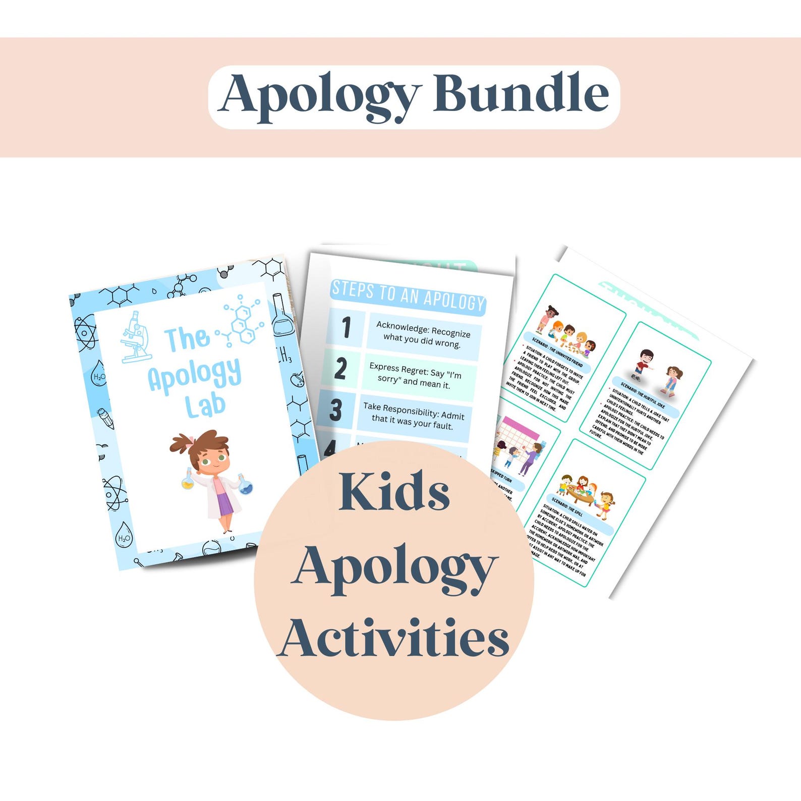 Apology Activity Worksheets for Kids, Social Skills Activity, SEL ...