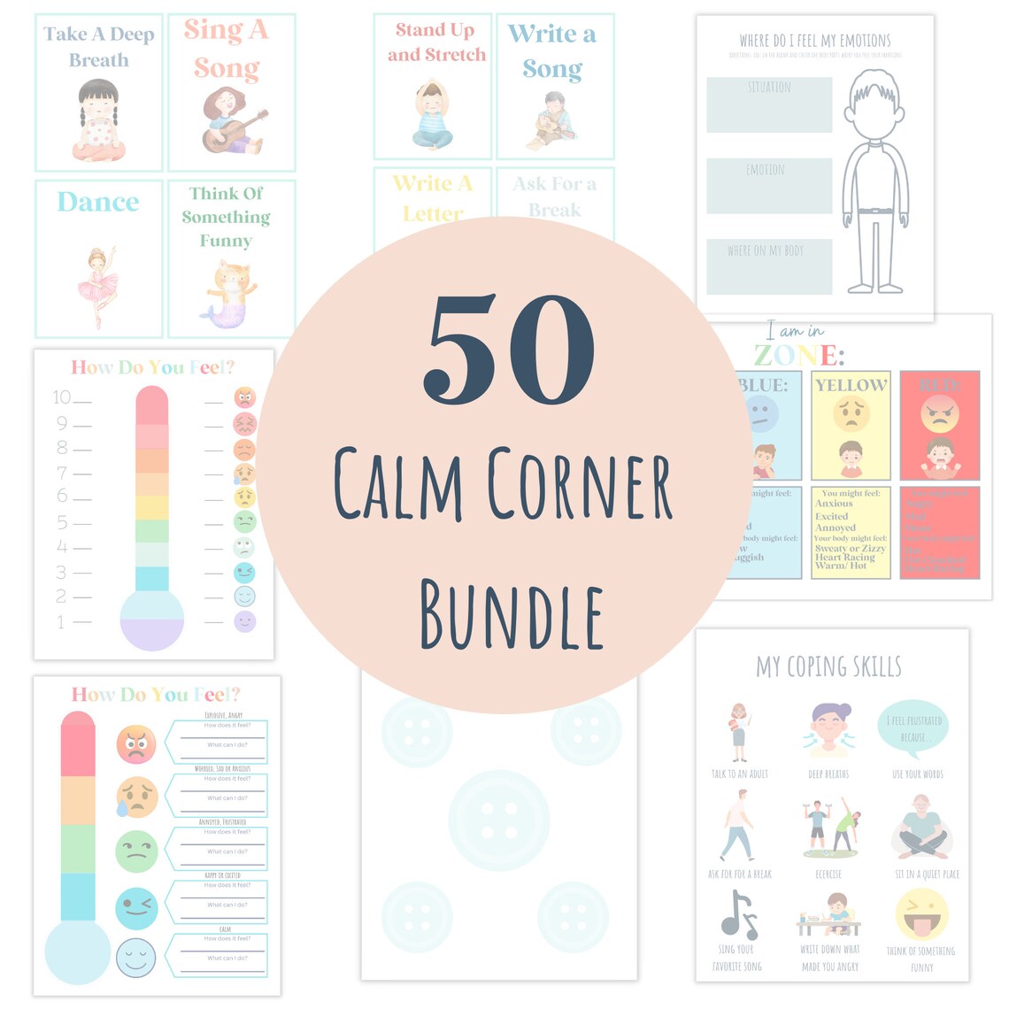 Zones of Regulation Calm Down Corner Activity Kids - Etsy Australia