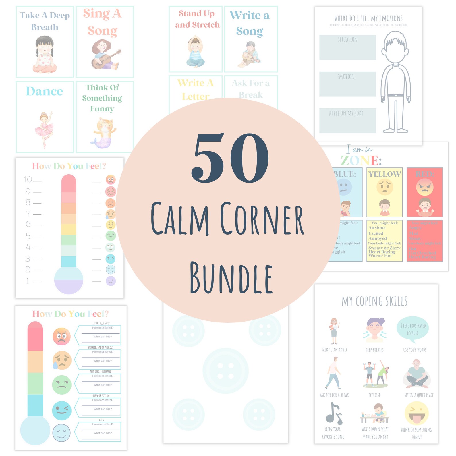 Zones of Regulation, Calm Down Corner Activity, Kids Mindfulness ...