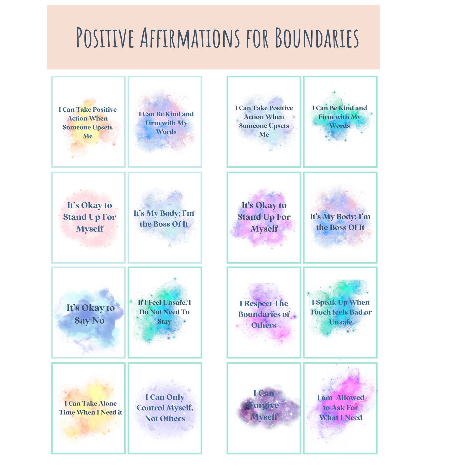 Kids Positive Affirmations Bundle Coping Cards Kids Yoga - Etsy