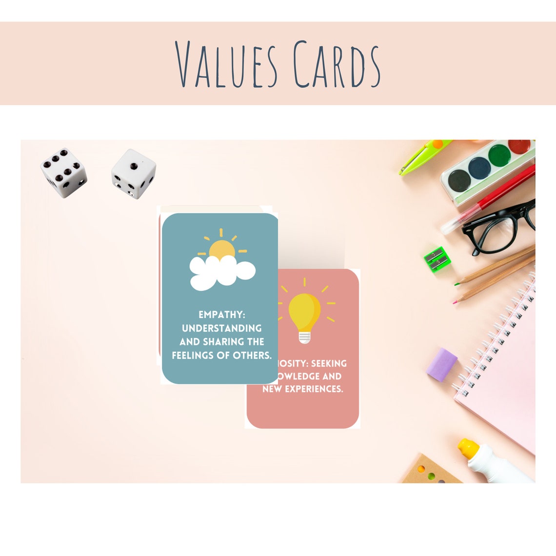 Value Cards, Printable ACT Therapy Value Cards, Counseling, School Counselor, Digital Printable ...