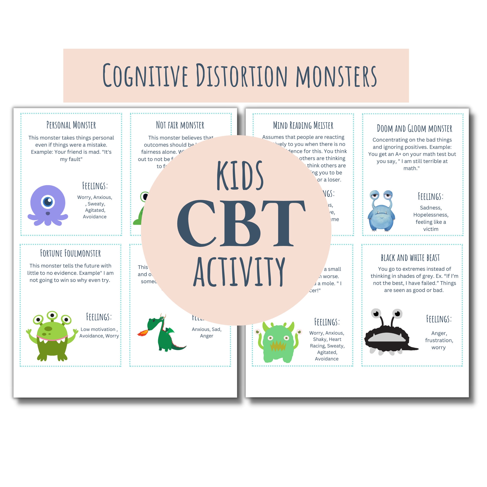 CBT Activity for Kids, CBT Games, Cognitive Distortions, Coping Skills ...