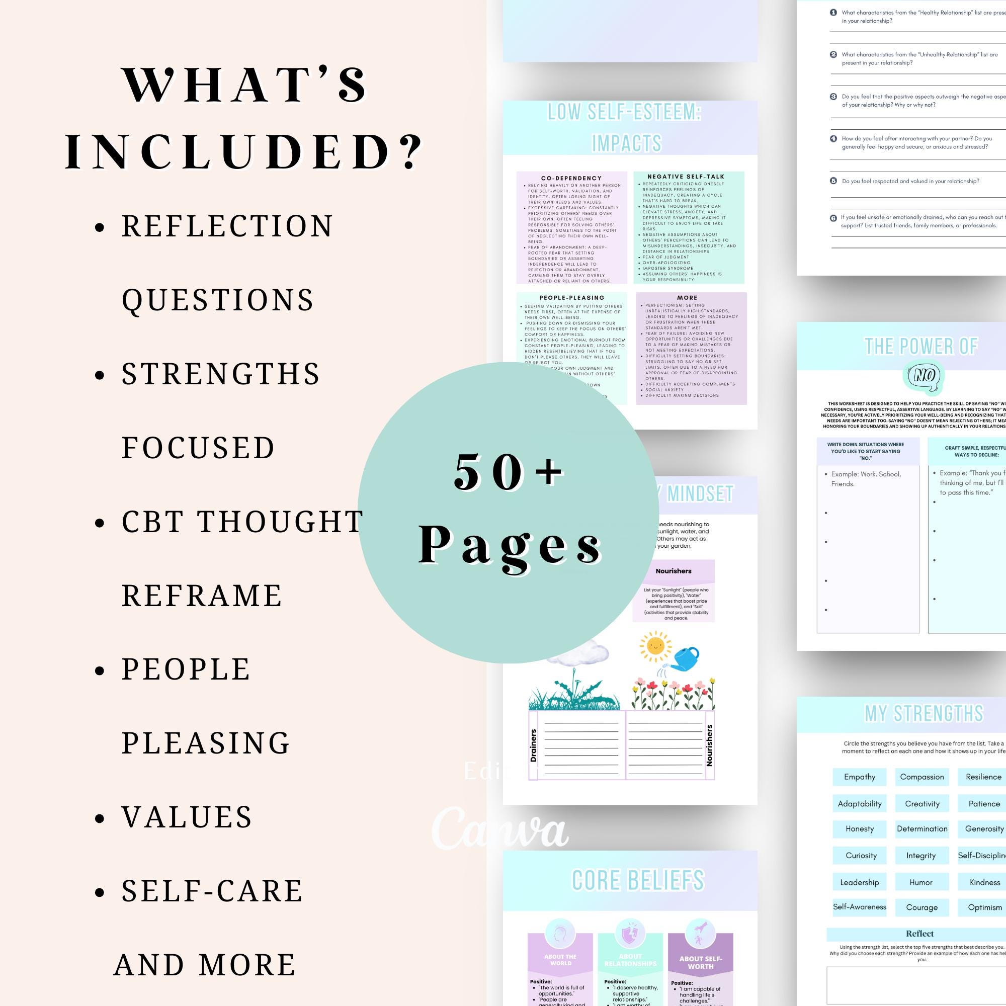 Self Esteem Worksheets, Confidence Building Workbook, Self Confidence ...