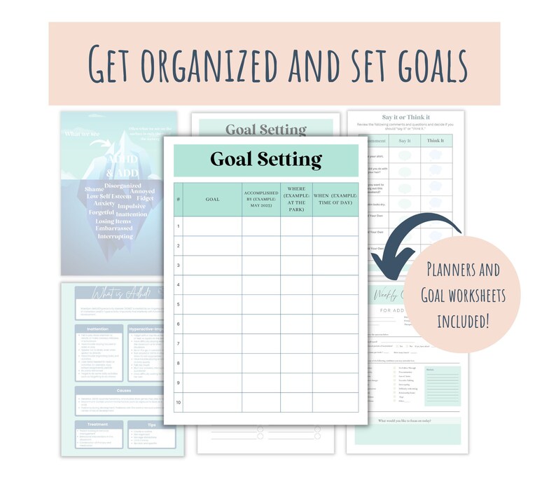 Adult and Teen ADHD Printable, ADHD Worksheets, Adhd Digital Planner ...