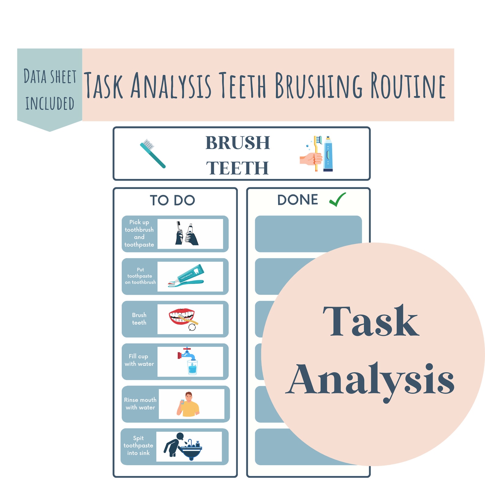 Printable Task Analysis for Teeth Brushing, Teeth Brushing Routine ...