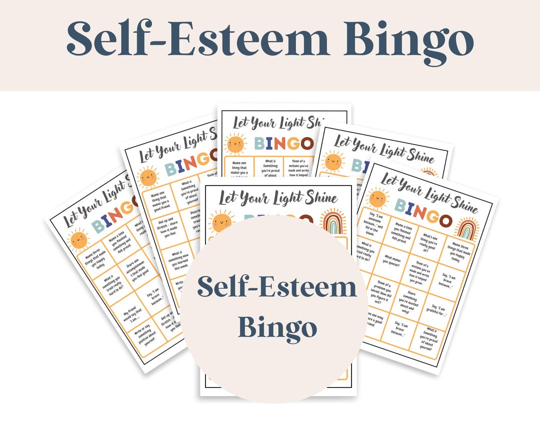 Self-esteem Bingo Cards , Self- Esteem Activity, Self- Esteem Kids ...