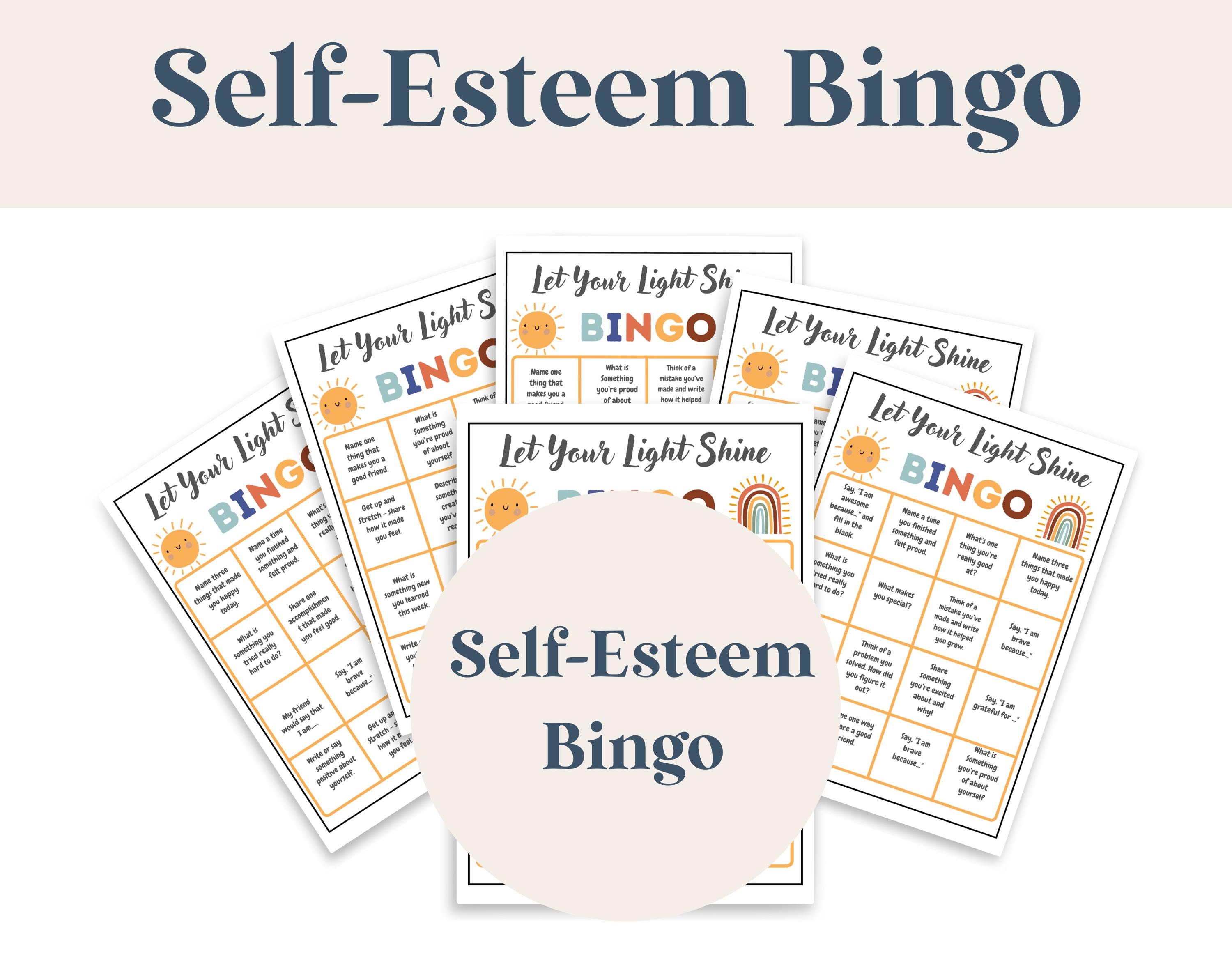 Self-esteem Bingo Cards , Self- Esteem Activity, Self- Esteem Kids ...