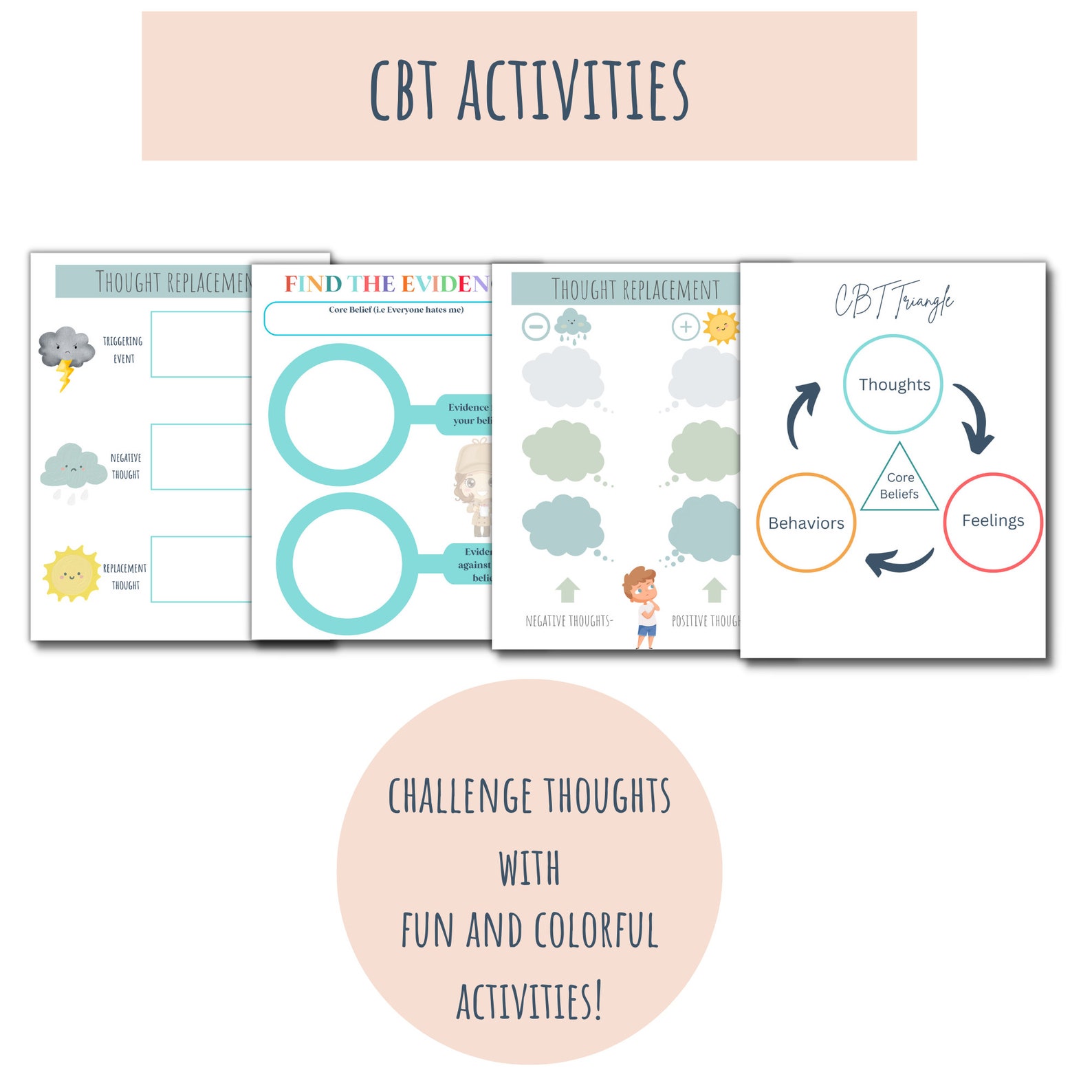 Kids and Adolescent CBT Activities, CBT Worksheets for Teens and Kids ...