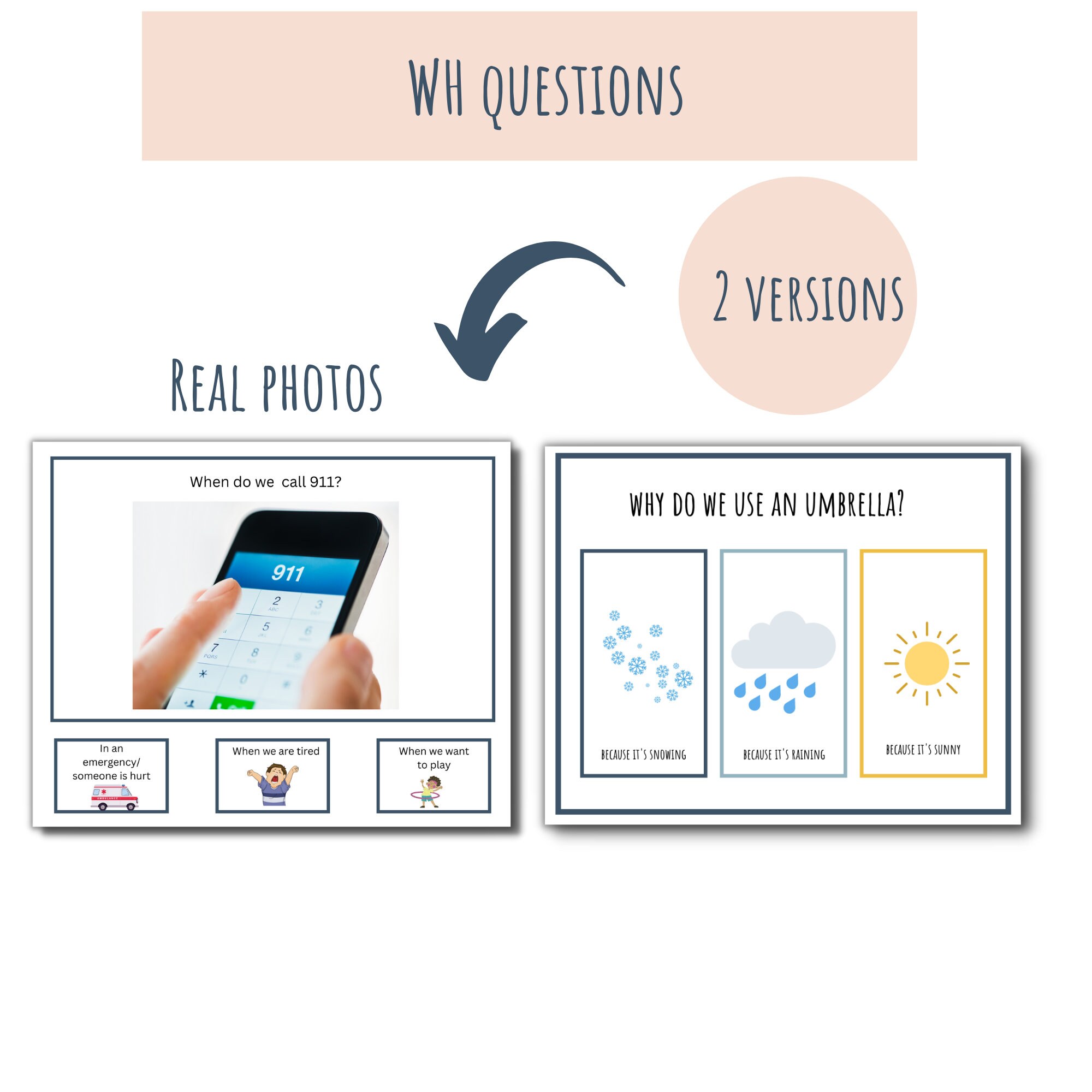 WH Questions Bundle for Kids, Wh Task Cards. WH Questions for ABA, Aba ...