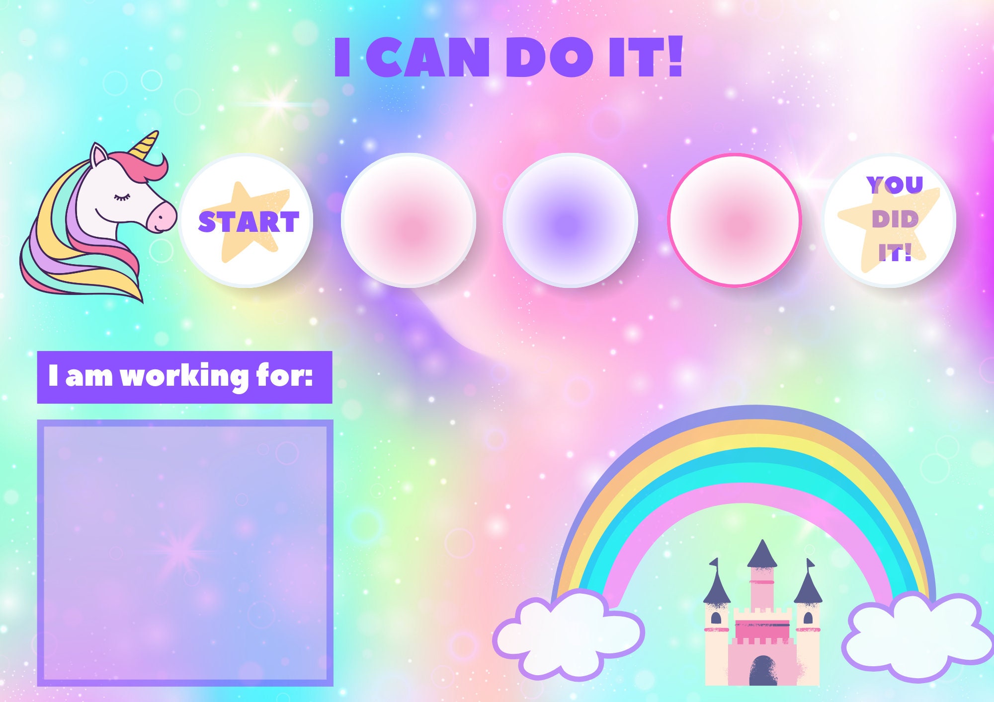 Unicorn Token Board, Token Economy System, ABA Reward Chart, Behavior ...