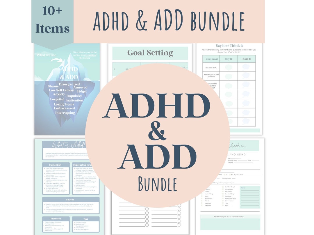 Adult and Teen ADHD Printable, ADHD Worksheets, Adhd Digital Planner ...