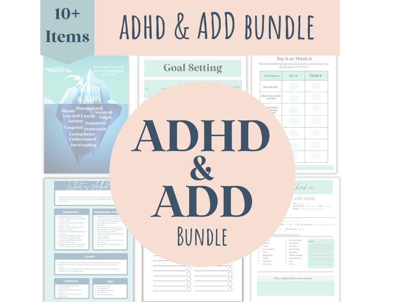 Adult and Teen ADHD Printable, ADHD Worksheets, Adhd Digital Planner ...