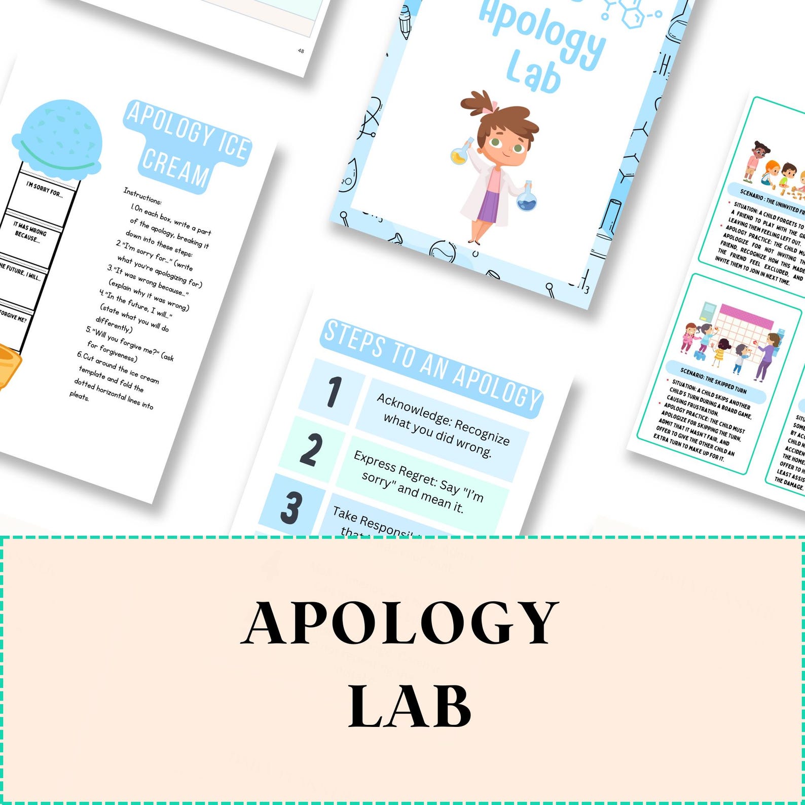 Apology Activity Worksheets for Kids, Social Skills Activity, SEL ...