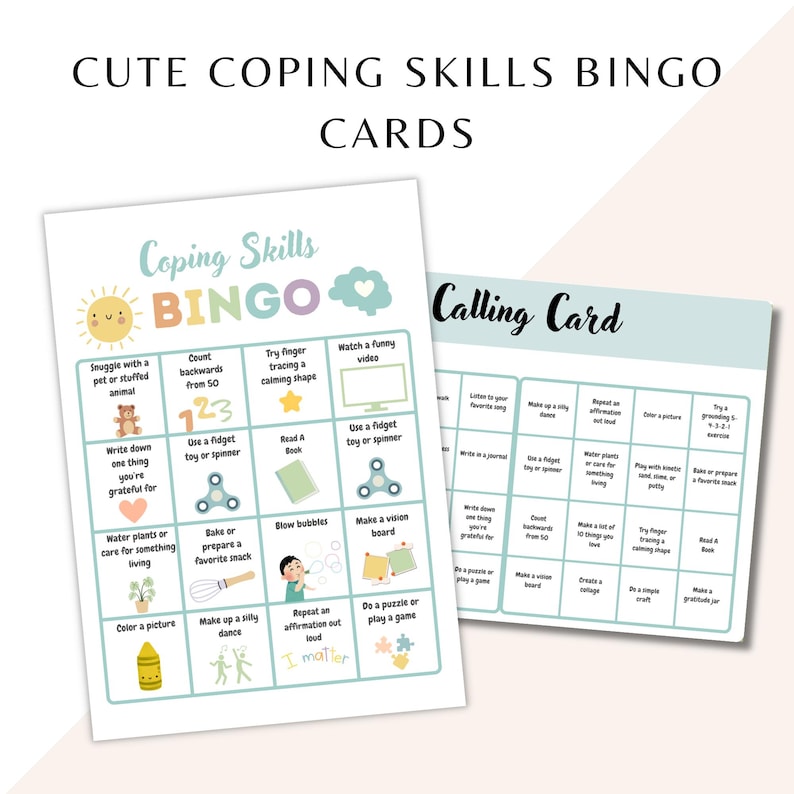 Coping Skills Bingo Cards, Coping Skills Activity, Therapy Games for ...