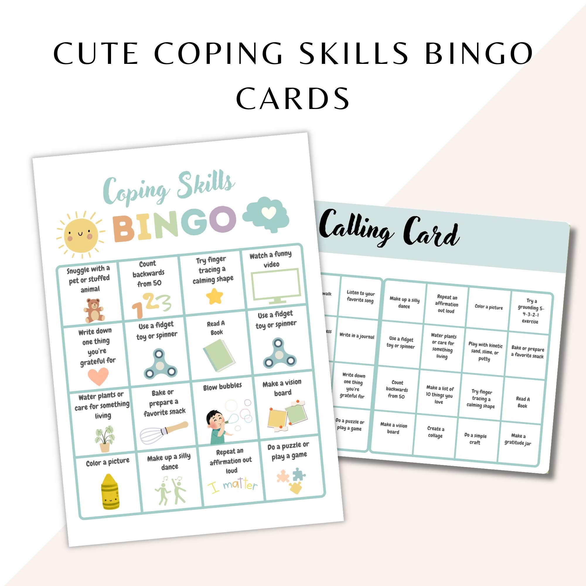 Coping Skills Bingo Cards, Coping Skills Activity, Therapy Games for ...
