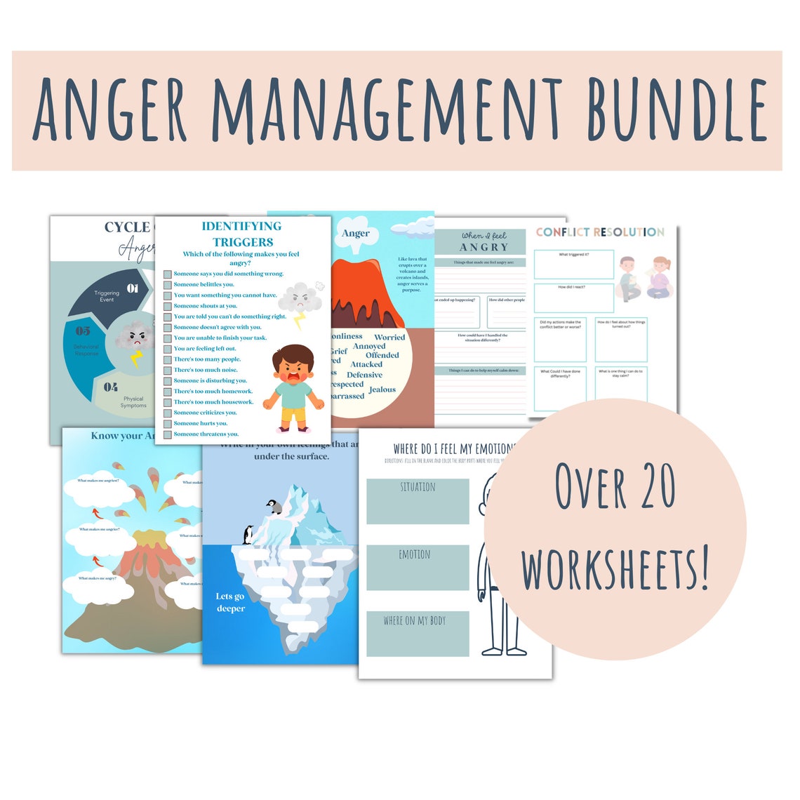 Anger Management Worksheets for Kids and Teens, Anger Worksheets ...