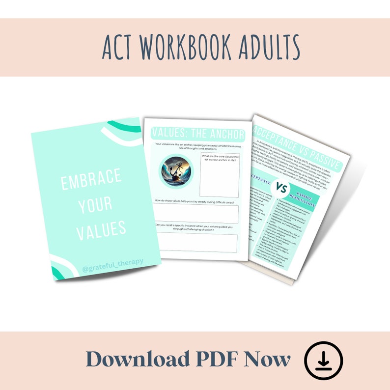 Acceptance and Commitment Therapy Workbook for Adults, ACT Bundle, Act ...