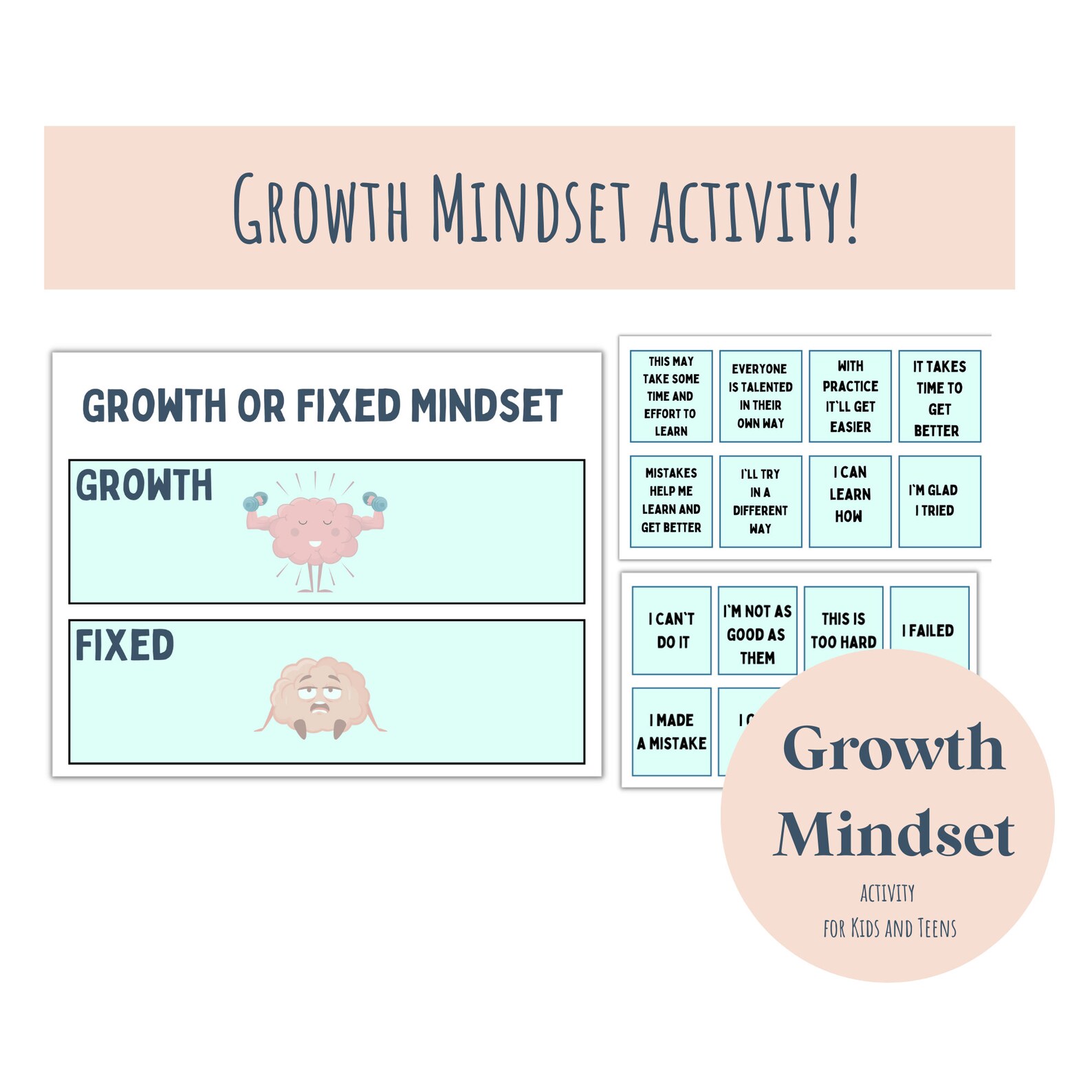 Growth Mindset Activity, Growth Mindset Vs Fixed Mindset, Teacher ...