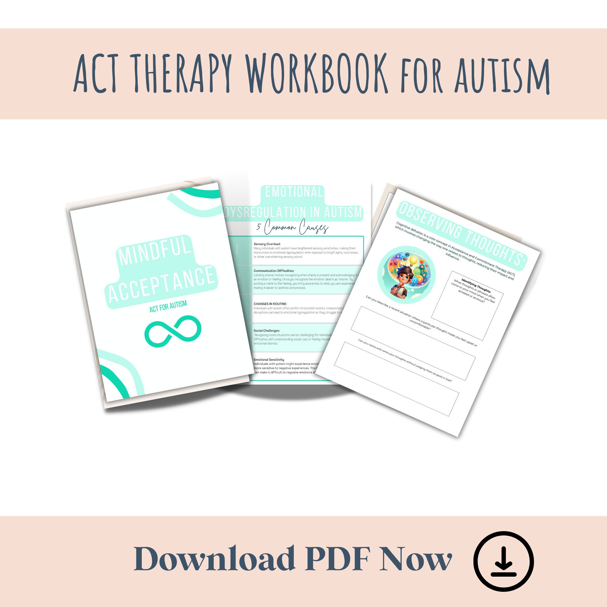 ACT for Autism, Autism Workbook, Acceptance Commitment Therapy, BCBA ...
