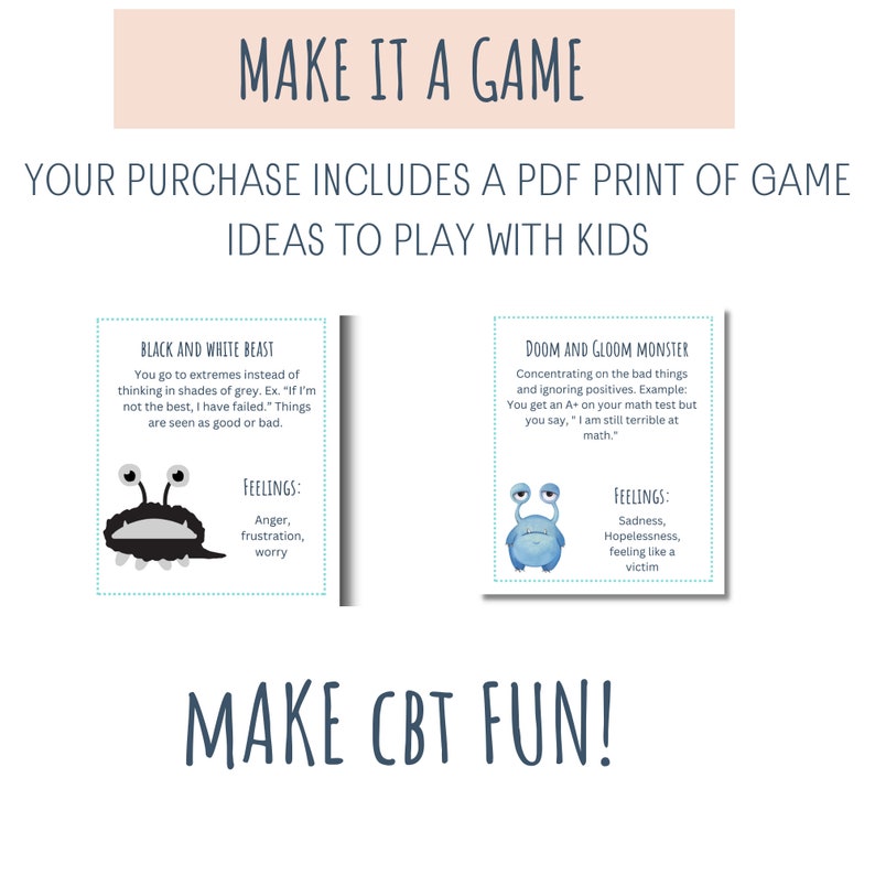 CBT Activity for Kids, CBT Games, Cognitive Distortions, Coping Skills ...