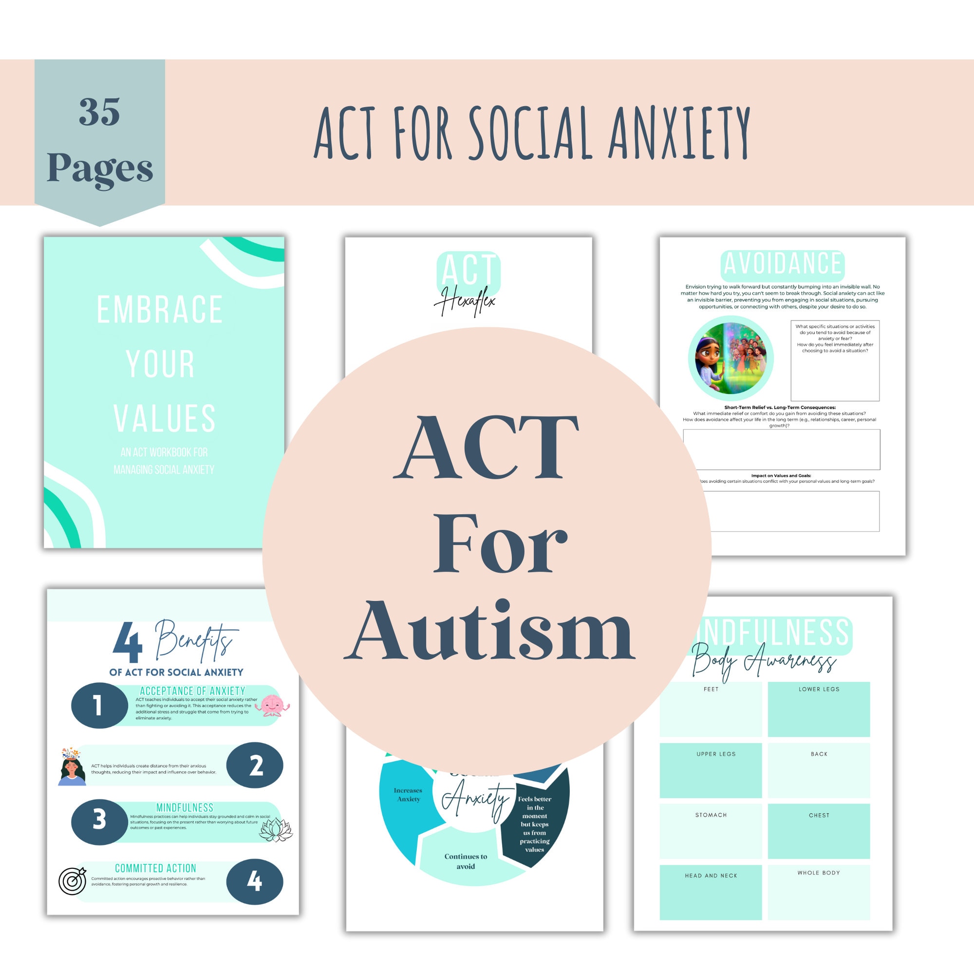 ACT for Autism, Autism Workbook, Acceptance Commitment Therapy, BCBA ...