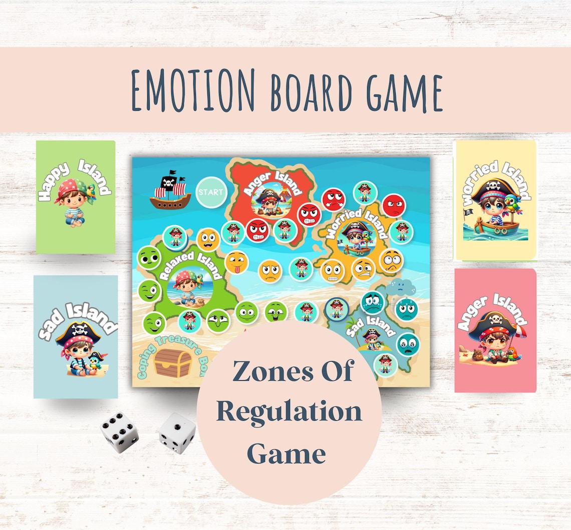 ZONES of Regulation Game, Emotion Island Kids Social Skills Game ...