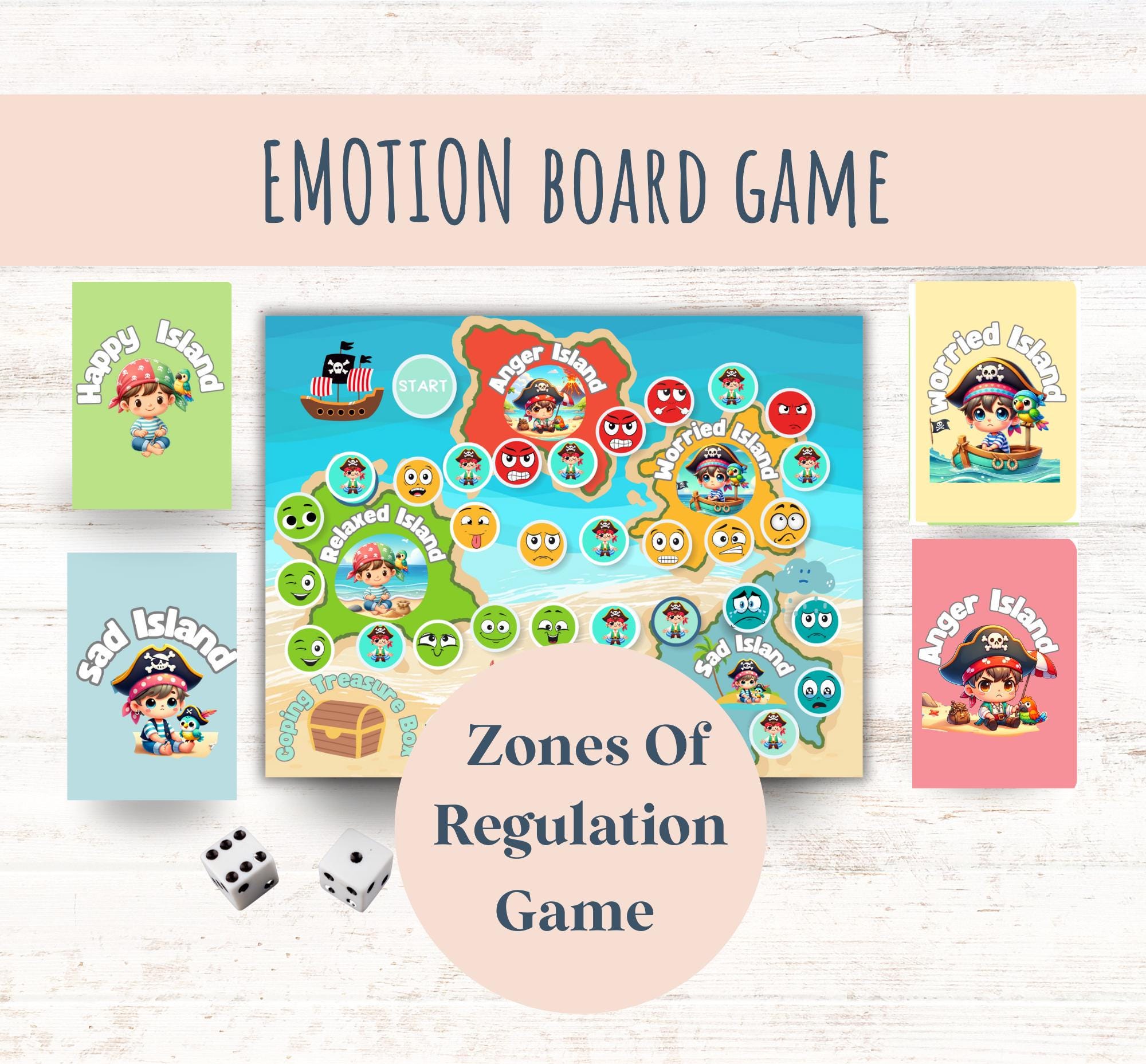 ZONES of Regulation Game, Emotion Island Kids Social Skills Game ...