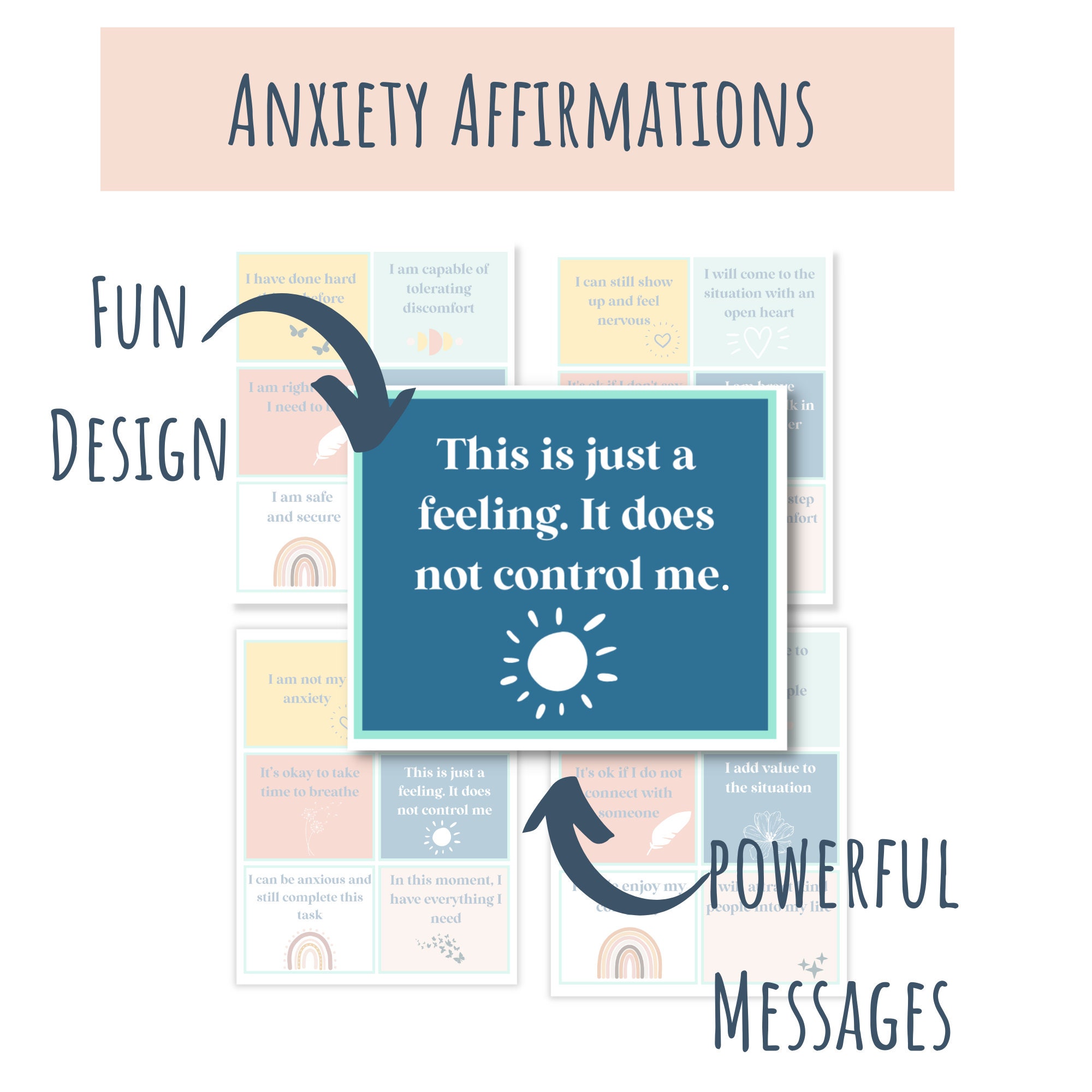 Social Anxiety and Anxiety Affirmation Cards, Positive Affirmations for ...
