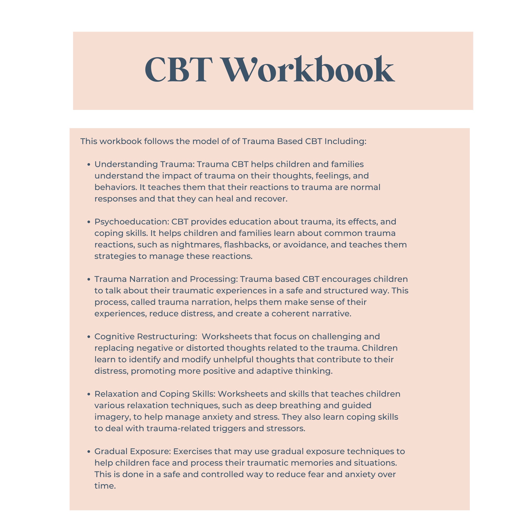 Trauma Focused CBT for Kids and Teens Workbook, CBT for Kids, PTSD ...