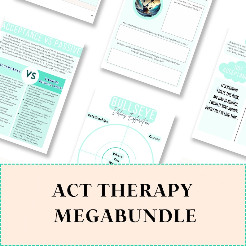 Acceptance and Commitment Therapy Workbook for Adults, ACT Bundle, Act ...