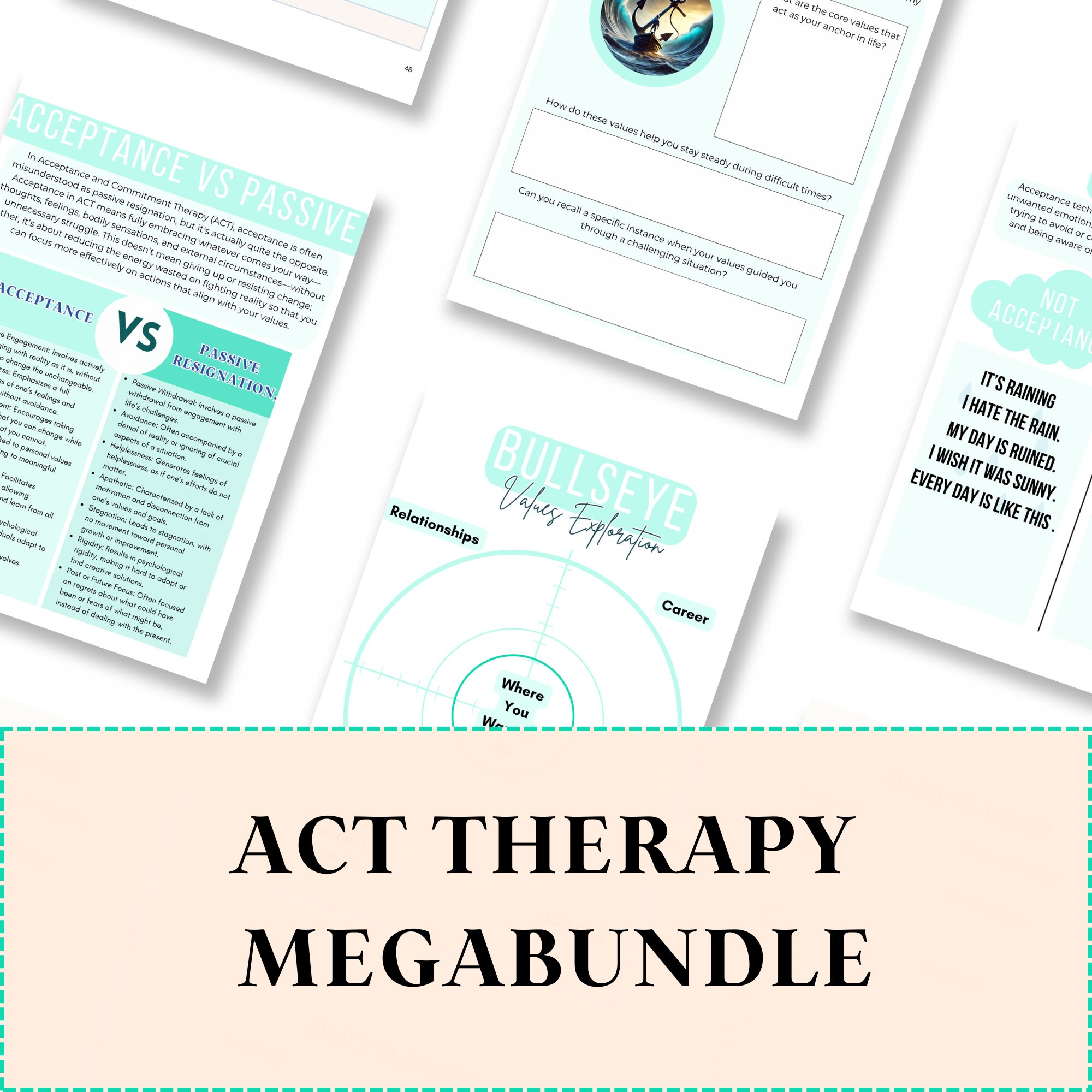 Acceptance and Commitment Therapy Workbook for Adults, ACT Bundle, Act ...