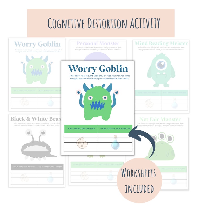 CBT Activity for Kids, CBT Games, Cognitive Distortions, Coping Skills ...